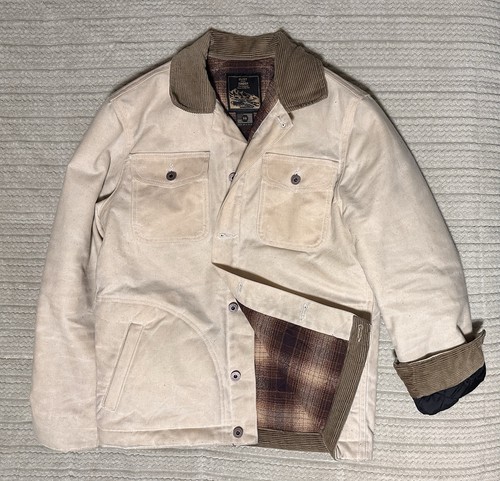 Flint & Tinder Mens Flannel Lined Quilted Waxed Rancher Jacket Size XS ...