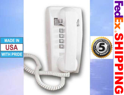 RETRO WHITE PUSH BUTTON CORDED BASIC WALL PHONE TELEPHONE VINTAGE STYLE ...