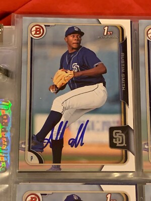 AUSTIN SMITH AUTOGRAPHED SIGNED 2015 BOWMAN CARD PADRES COA | eBay