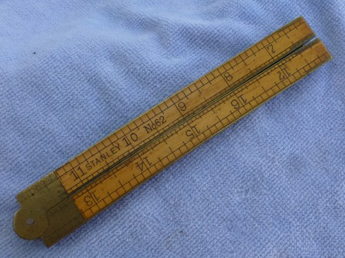 VINTAGE STANLEY NO. 62 FOLDING 24'' RULE BOXWOOD & BRASS NEW BRITAIN ...