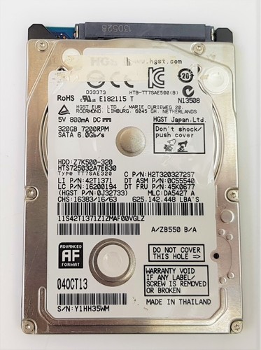 Hitachi HTS725032A7E630 320GB 2.5" 6.0GB/s SATA 7200 RPM Hard Drive ...