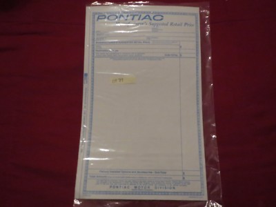 1967 PONTIAC CATALINA GRAND PRIX TEMPEST WINDOW STICKER | eBay