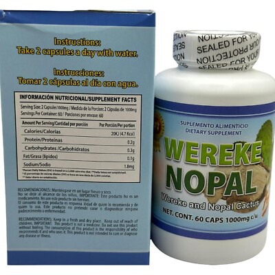 WEREKE and Nopal Catus CAPS 60 caps (1000mg) capsulas de wereke con ...