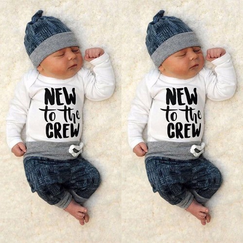 Newborn Baby Boy Clothes Letter Short Sleeve Romper Tops Pants Hat ...