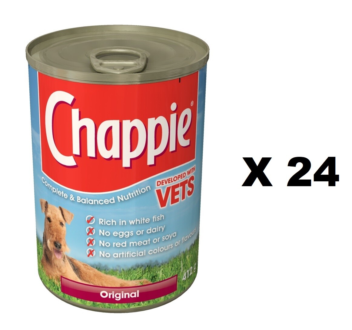 24 x 412g CHAPPIE ORIGINAL TINS Wet Dog Meat Food Canned | eBay UK
