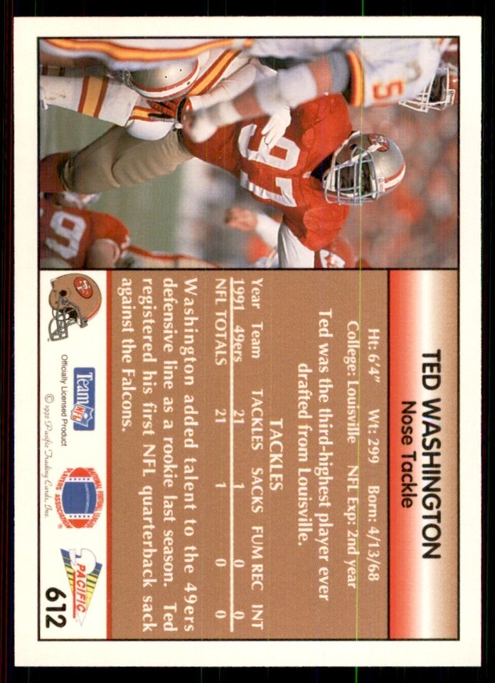 1992 Pacific Ted Washington Football Cards #612 | eBay