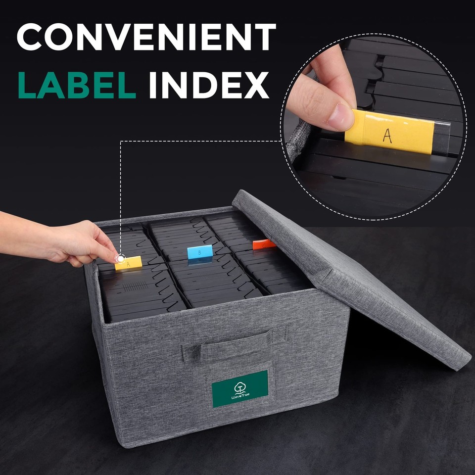 TWAVETREE VHS Storage Box with Lid, Practical Case with Index Labels ...