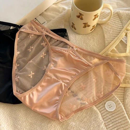 4 Packs Lot Satin Panties Sexy Womens Full Sheer Briefs See Through ...
