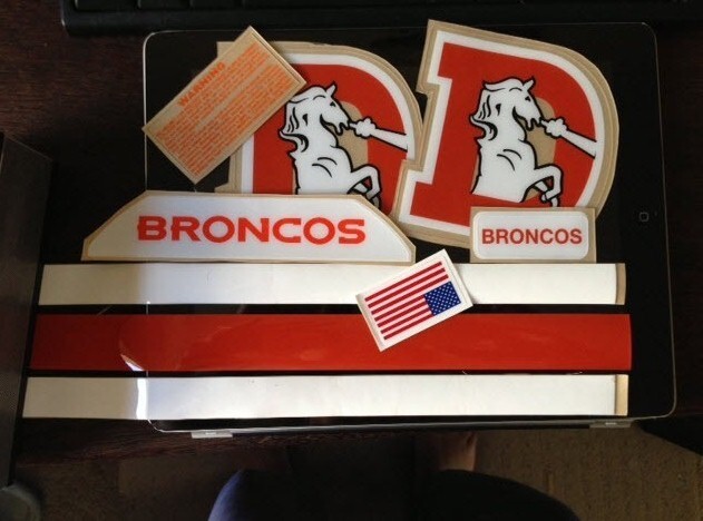 Broncos“Orange & Blue Big D Logo-Football Helmet Decal Set – Stripes ...