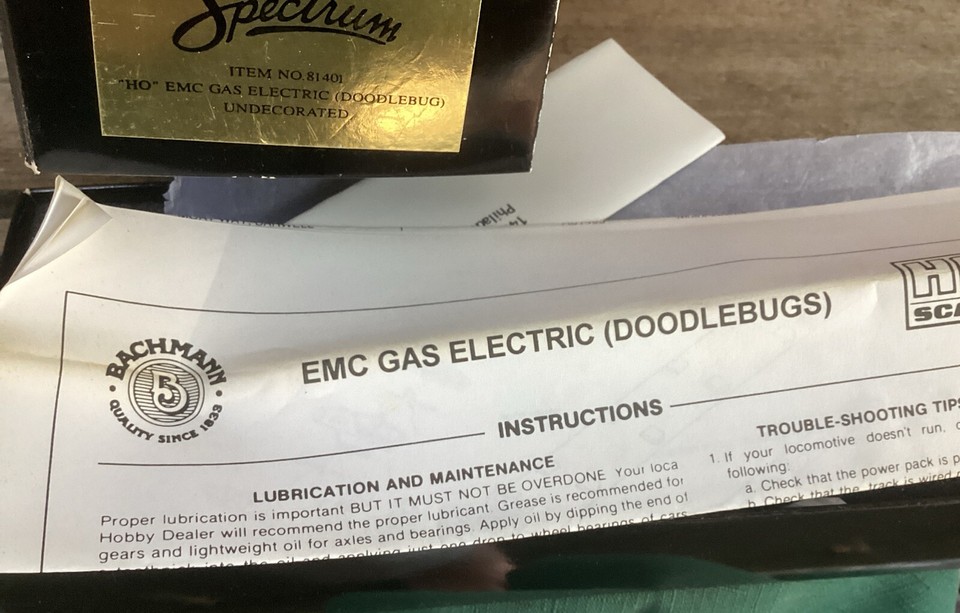 BACHMANN SPECTRUM HO 81401 EMC GAS ELECTRIC (DOODLEBUG) UNLETTERED GRAY ...