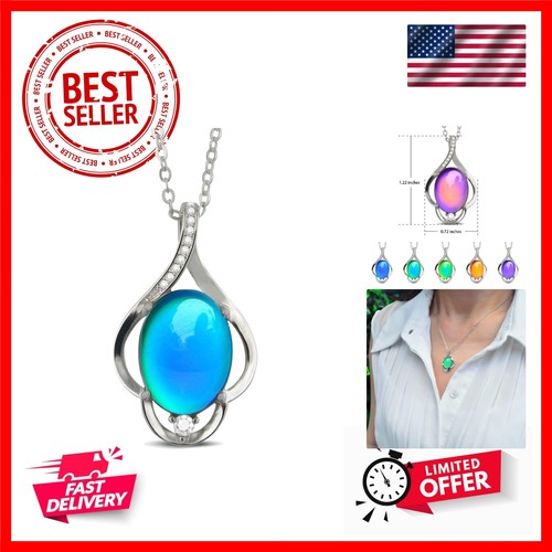 Oval Color Changing Mood Stone Pendant Mood Necklace on 18" Chain+2 ...