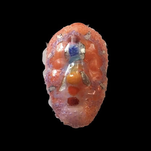 GLASS SCULPTURED WALL FACE MASK/ORANGE/ MULTI COLOR, UNIQUE STUNNING ...