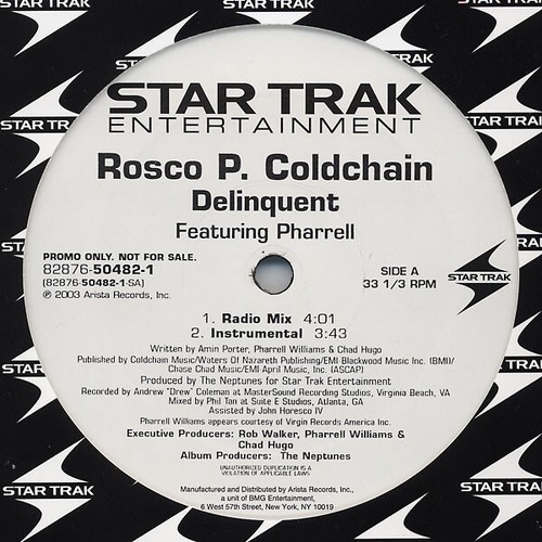 Rosco P. Coldchain Featuring Pharrell Williams - Delinquent (12", Promo ...