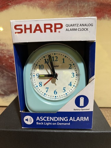 Sharp Quartz Analog Mint Ascending Alarm Clock Battery Operate Simple ...