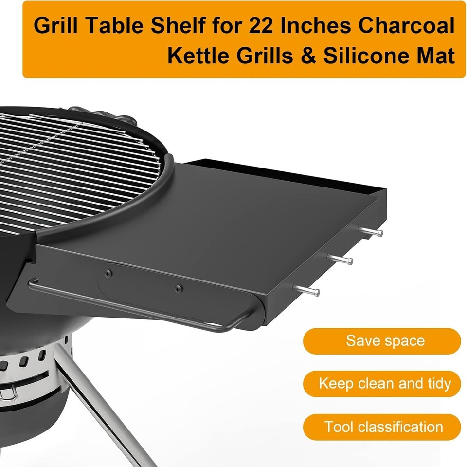 Grill Table Shelf for Weber 22 Inches Kettle Master Touch/Kettle ...