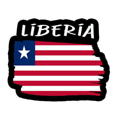 2 x Liberia Country FLAG TEXT Sticker Stickers window car ute 4x4 ...