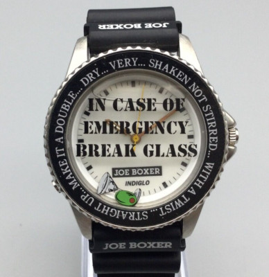 Vtg Joe Boxer Watch Men 40mm Martini In Case Emergency Break Glass New ...