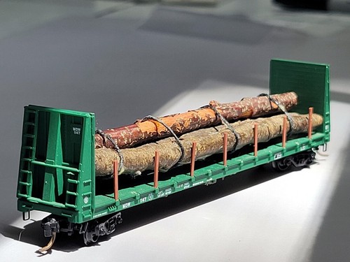 N Scale Kadee Micro Trains MTL 54100 MDW 1147 Bulk Head Flat Car Log ...