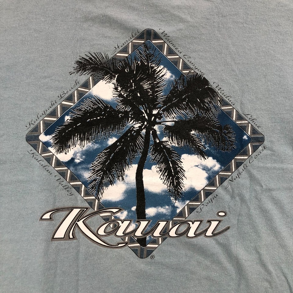 vtg kauai shirt mens XL light blue hawaii islands 2000 y2k surf costal ...