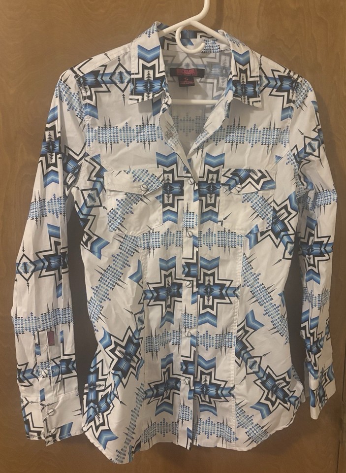 Rock And Roll Denim Women’s Western Aztec Blue Size S Long Sleeve ...