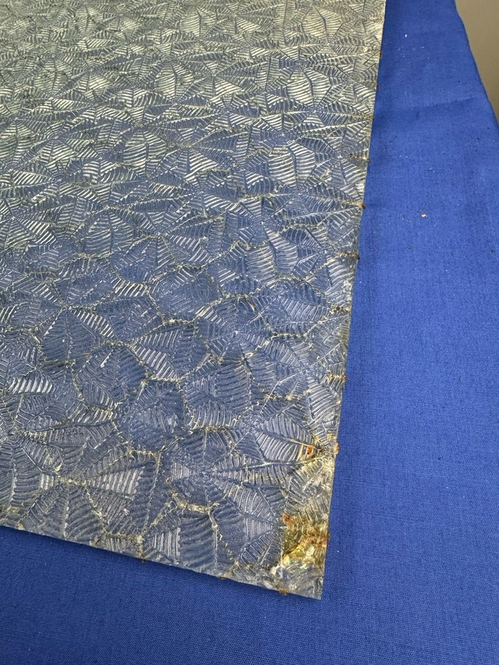 C.1920 Florentine Glass Window Pane w/ Chicken Wire, PRIVACY! 28.75" x ...