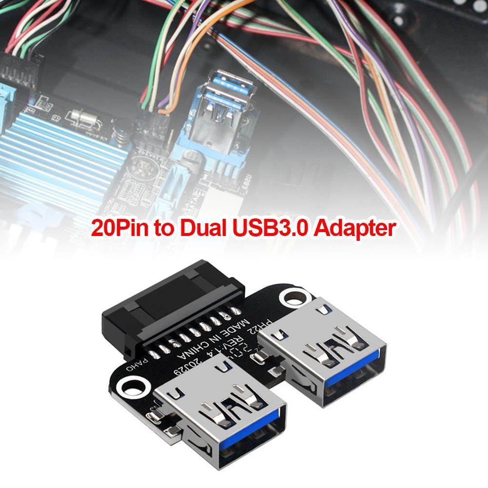 USB 3.0 20 Pin Female to Dual USB 3.0 Type A Female Motherboard Adapter ...