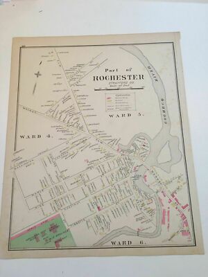 Original 1892 New Hampshire Map 15x17 Rochester | eBay