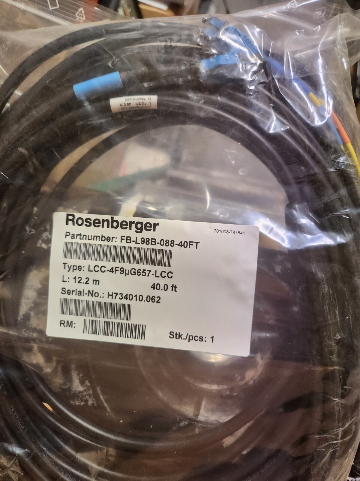 Lot Of 2 NEW Rosenberger FB L98B 088 40 Feet type Lcd Fiber Cable | eBay