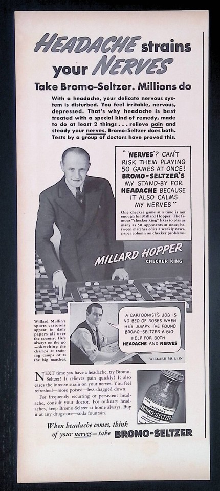 Print Ad 1930's Bromo-Seltzer William Gaxton Victor Moore Headache ...