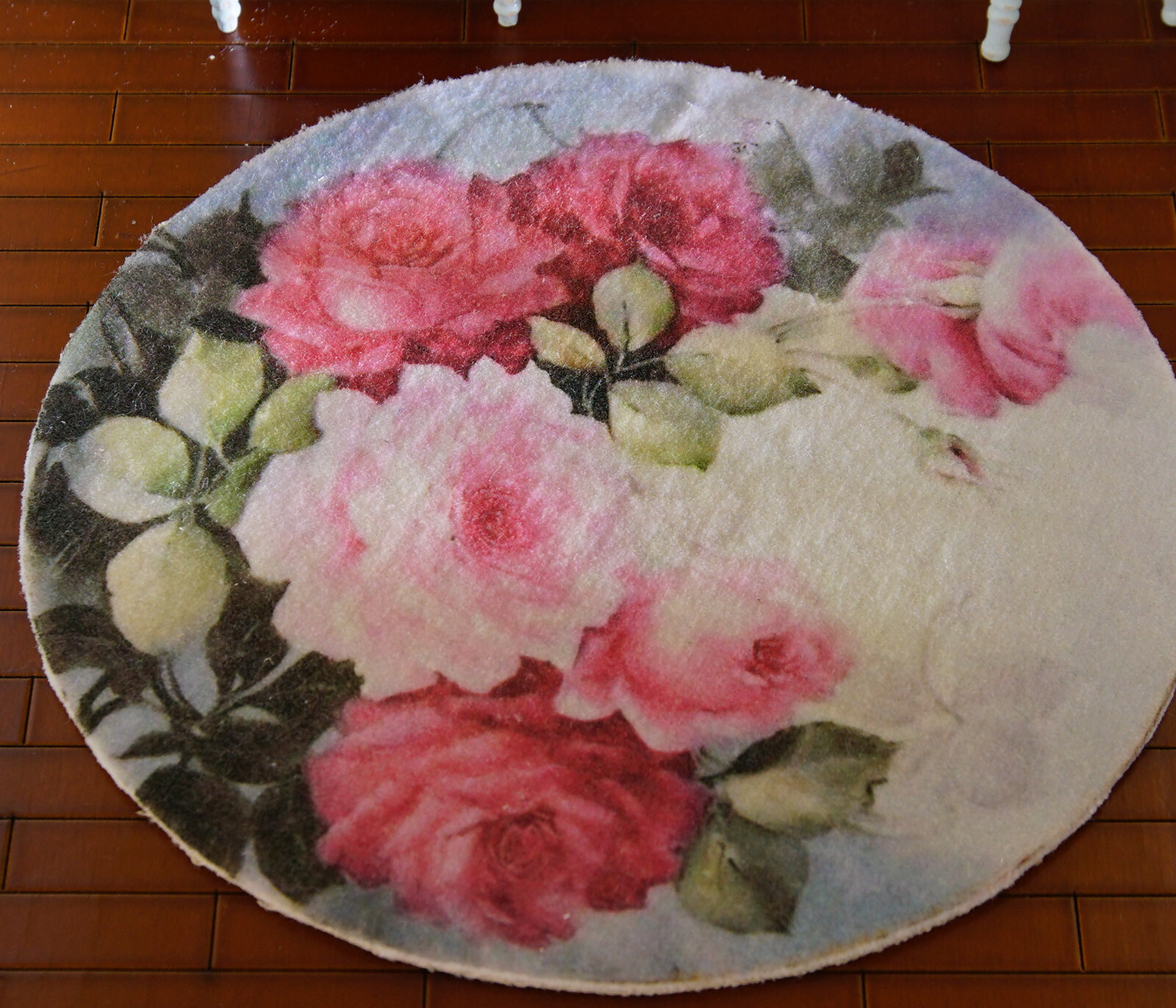 Beautiful Dollhouse Rug Floral Pink Blooming Rose & Buds 1/12 ROUND | eBay