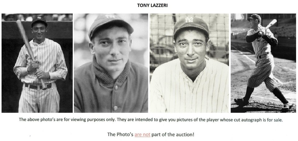 Tony Lazzeri Signed PSA/DNA COA Index Card w/ Cut Photo Auto ...
