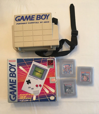 Original Nintendo Game Boy with box, carrying case, and 3 games ...