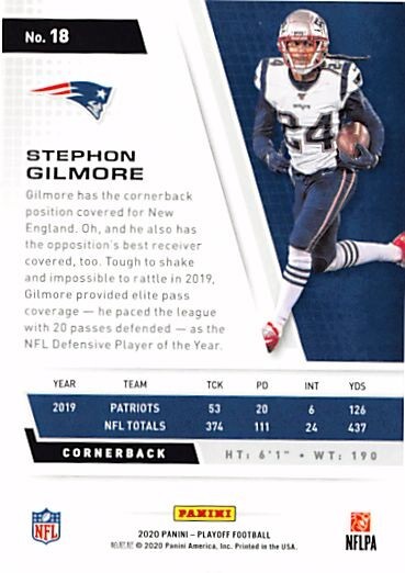 2020 Playoff Goal Line #18 Stephon Gilmore p2s-17985 | eBay