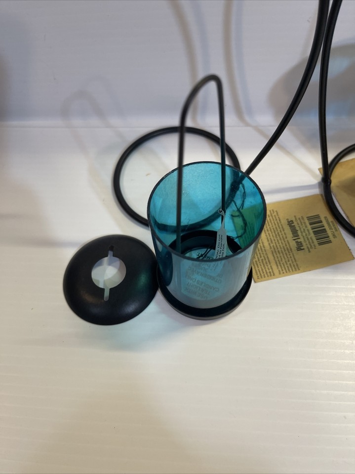 Pier One Tea Light Hanging Tabletop Blue Candle Garden Lanterns Wrought ...