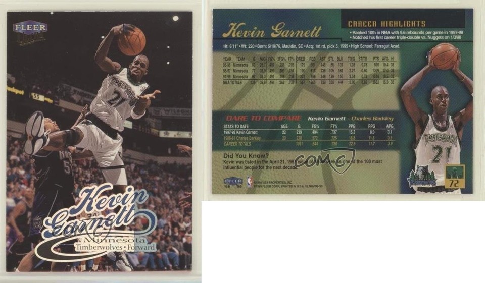 1998-99 Fleer Ultra Kevin Garnett #72 HOF 12g7 | eBay