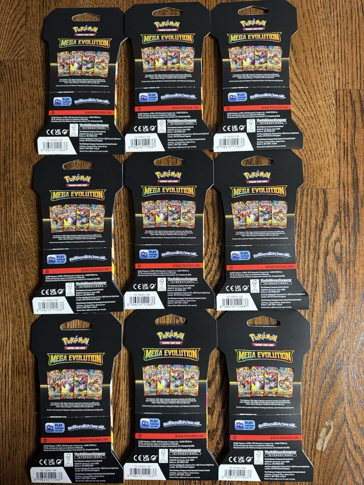 Pokemon TCG (9) Mega Evolution Sleeved Booster Packs - Assorted Sleeve ...