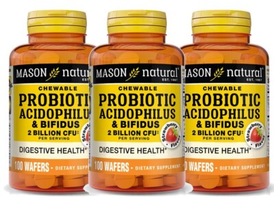Probiotic Acidophilus w Bifidus STRAWBERRY 3 X 100 = 300 Wafers ...