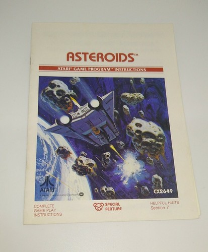 Asteroids Instruction Manual ONLY Atari 2600 | eBay