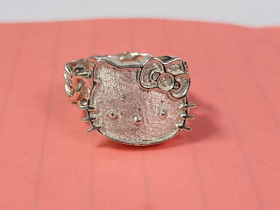 925 Sterling Silver Chino Link Hello Kitty Ring Solid Gift Size 6 ...