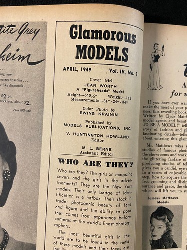 GLAMOROUS MODELS APRIL 1949 VINTAGE PIN UP MAGAZINE VG+ | eBay