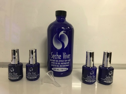 SECHE VIVE Refill Kit Instant Gel Effect Top Coat 16 oz + 4 free 0.5 oz ...