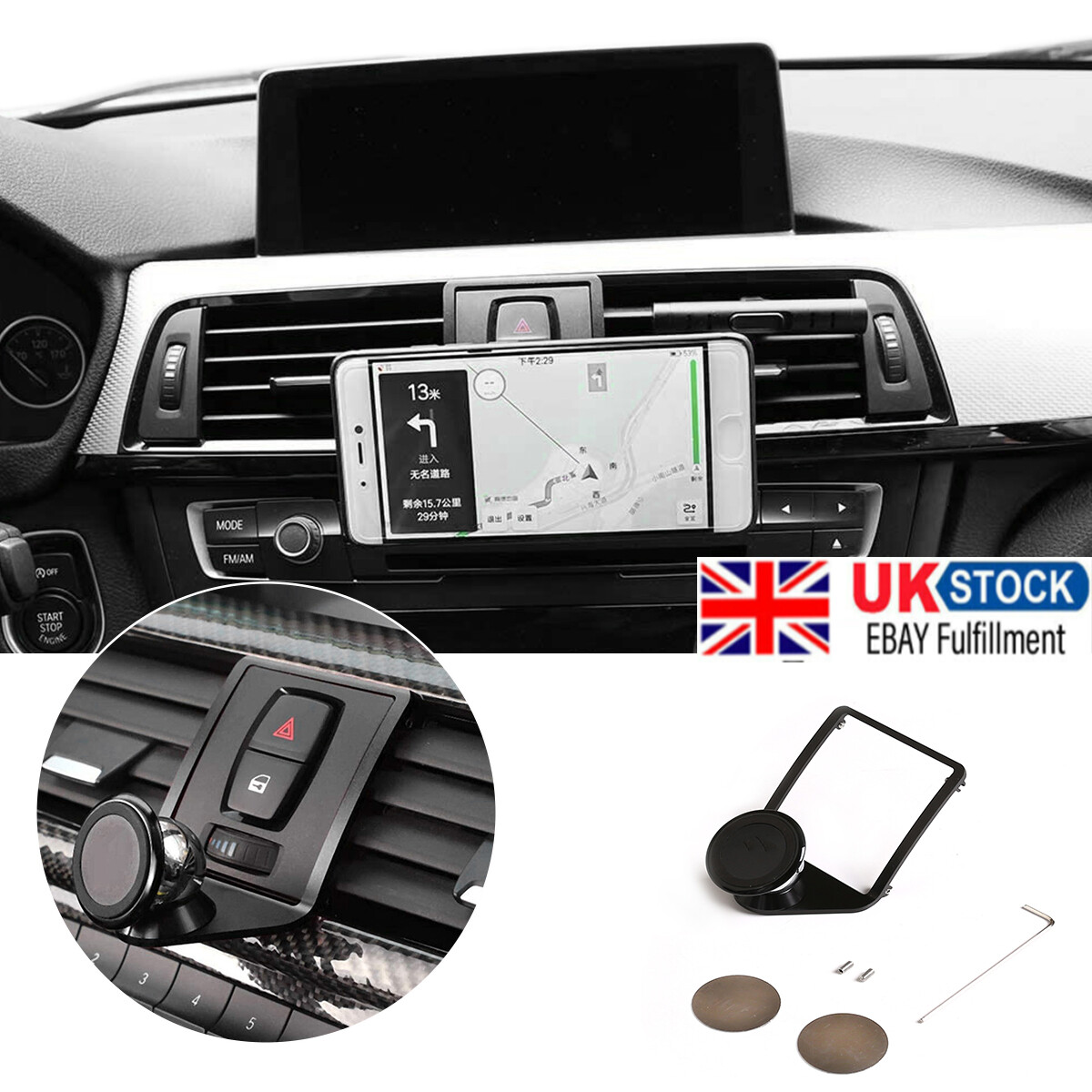 360 Degree Rotary Car Mount Phone Holder For BMW 1 2 3 4 Series F30 F20 ...