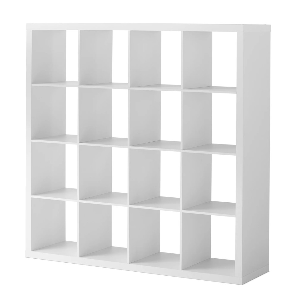 Solid White Wooden 16 Cube Bookcase Storage Organizer Office Shelving ...