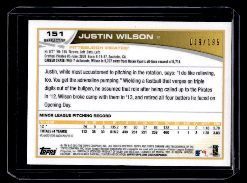 2013 Topps Chrome #151 Justin Wilson Blue Refractor | eBay