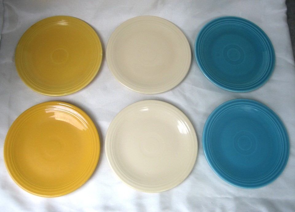 6 Vintage Fiesta Bread Plates in Original Colors Yellow, Ivory ...