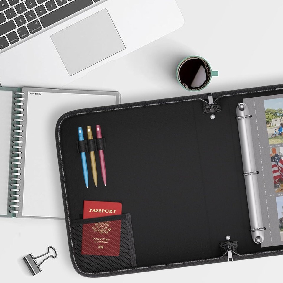 Fireproof 3 Ring Binder with Zipper, 1.5 Inch D Rings Hold up 375 ...