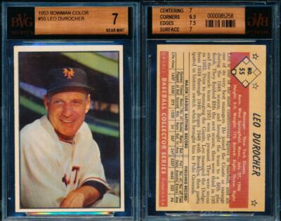 1953 Bowman Color #55 Leo Durocher BVG 7 NM - *HOF* - *Beckett GOLD ...