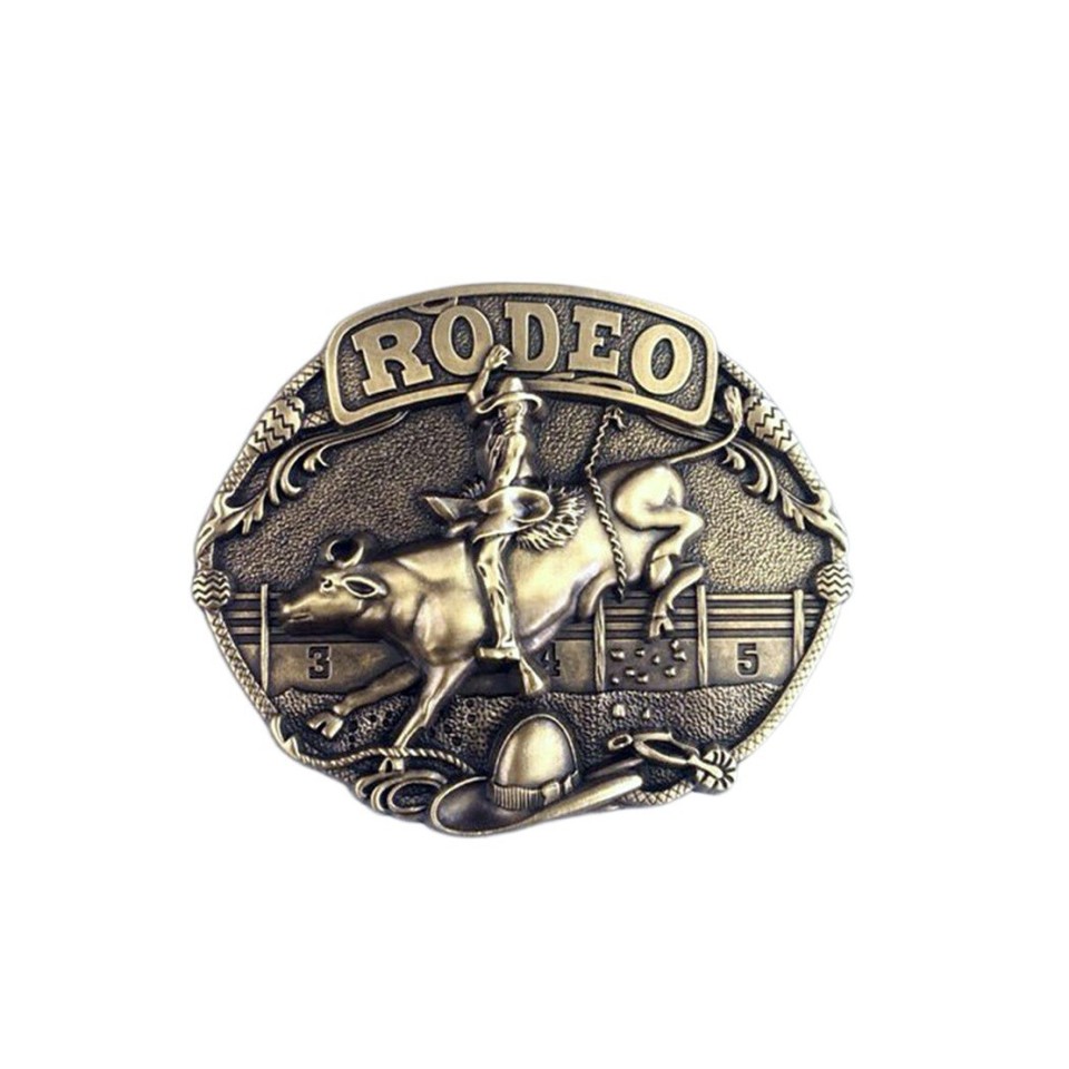 Vintage Bronze Plated Western Rodeo Race Cowboy Belt Buckle Boucle de ...