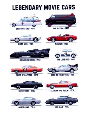 FAMOUS MOVIE CARS GLOSSY 8.5X11 PHOTO REPRINT VICE BUG BOND FUTURE | eBay