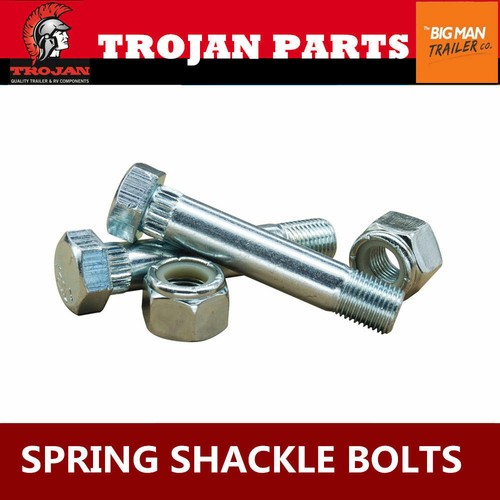 TROJAN Trailer SPRING SHACKLE BOLTS, NUTS & LOCK TABS 12mm dia 75mm ...